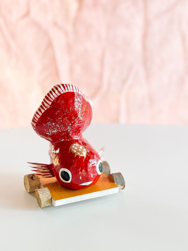 Paper Mache Doll - Ranchu Goldfish on a cart! – yoka good things